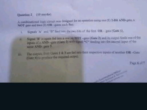 Question 2 (10 marks) A combinational logic | StudyX