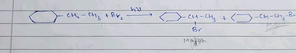 CH2 - CH3 + Br2 -> - CH - CH3 + - CH | StudyX