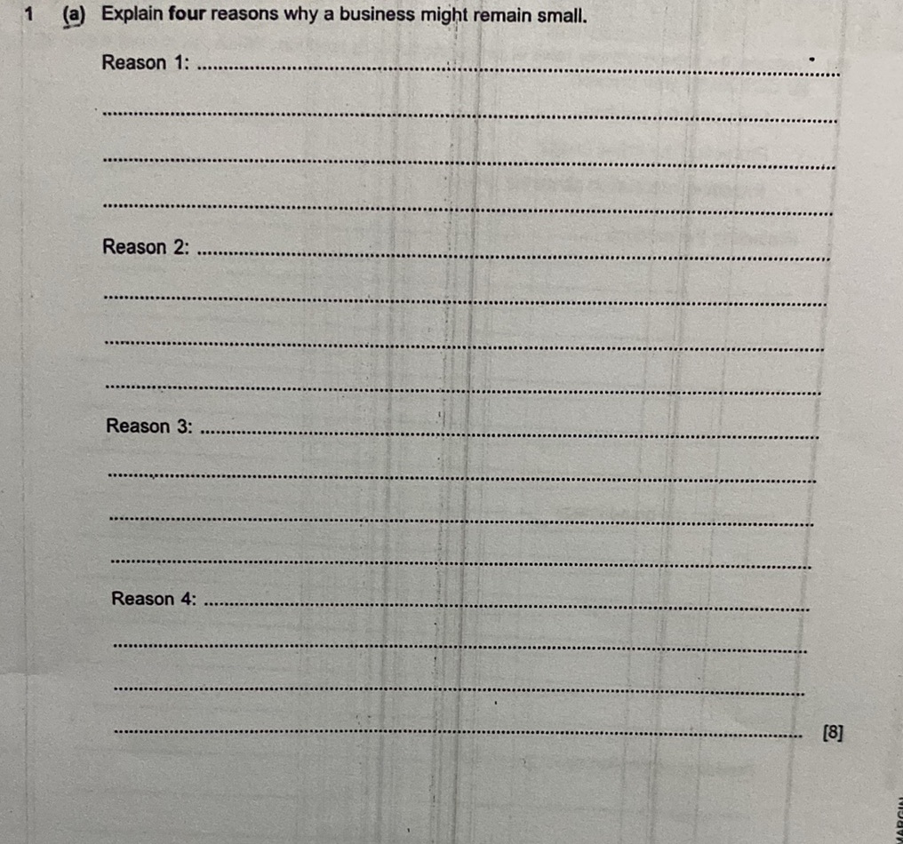1 (a) Explain four reasons why a business | StudyX