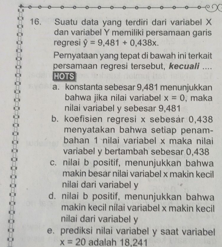 16. Suatu data yang terdiri dari variabel X | StudyX