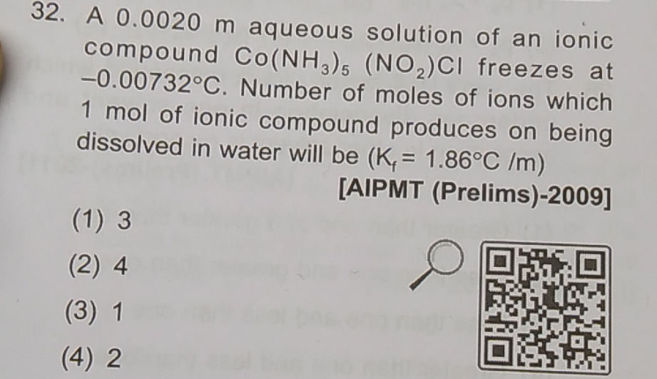 32. A 0.0020 m aqueous solution of an ionic | StudyX
