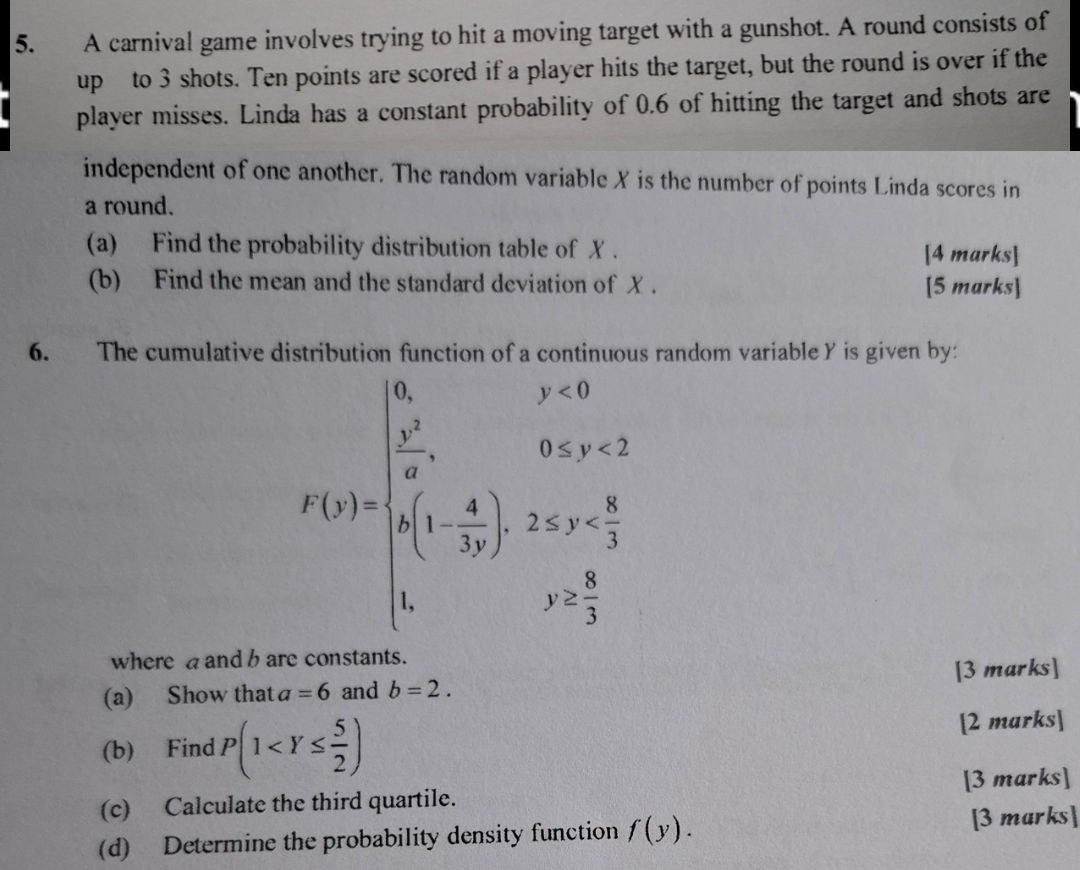 5. A carnival game involves trying to hit a | StudyX