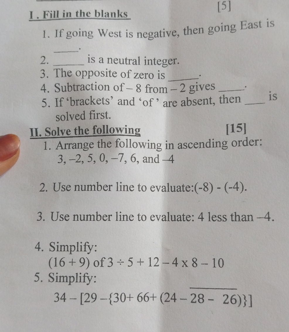 I. Fill in the blanks 1. If going West is | StudyX