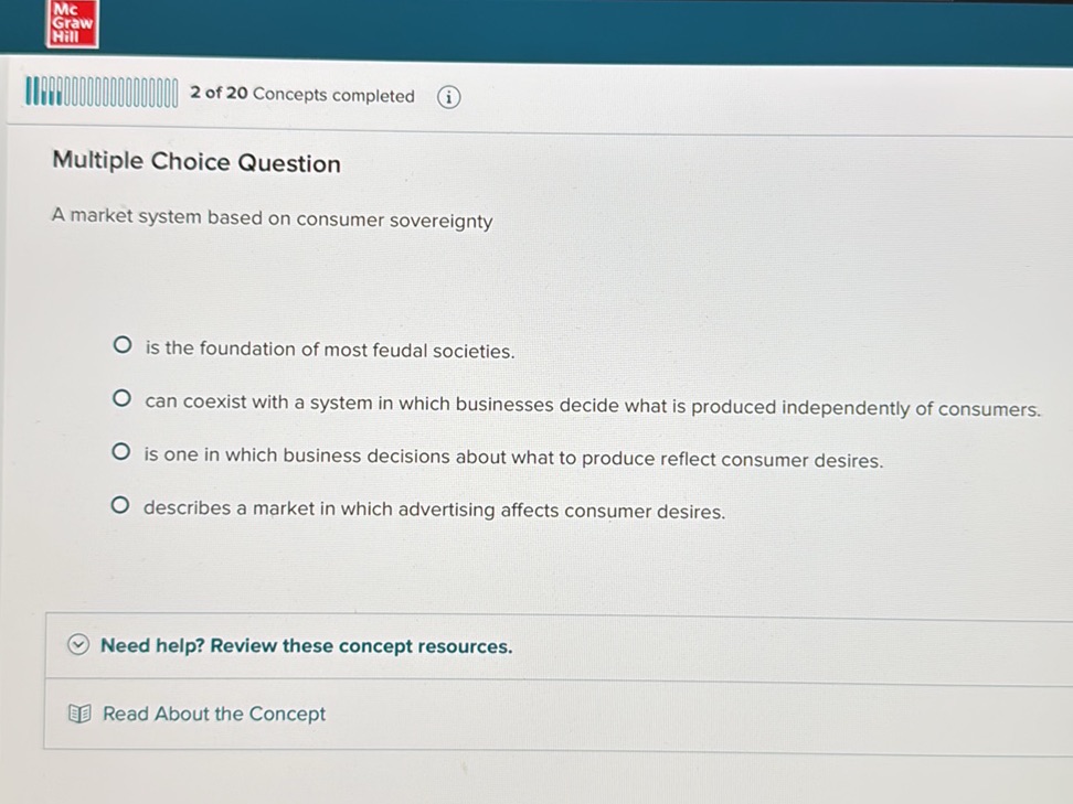 A market system based on consumer | StudyX