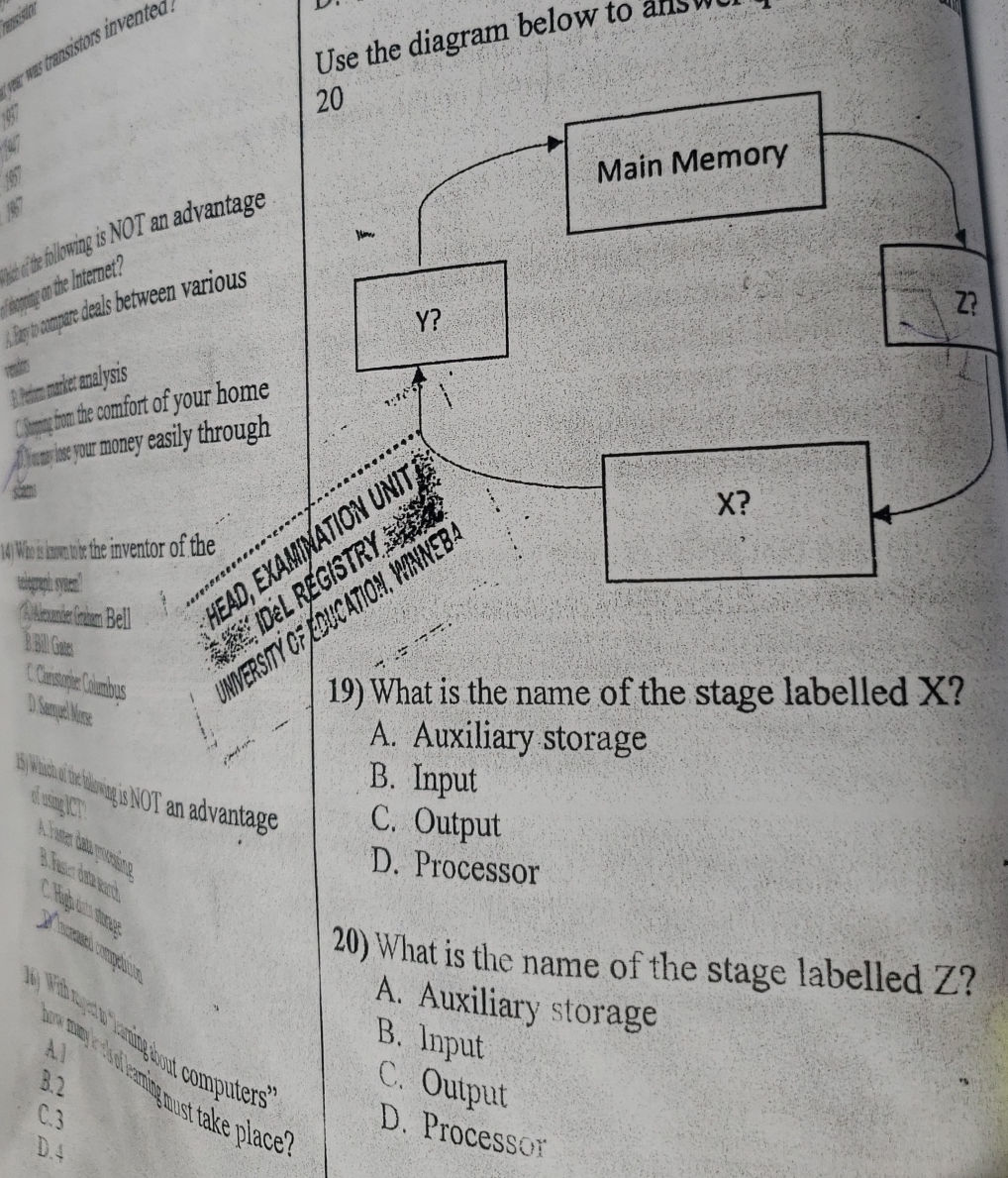 Use the diagram below to answer questions 19 | StudyX