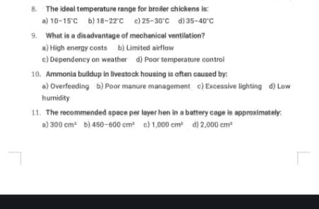 8. The ideal temperature range for broiler | StudyX