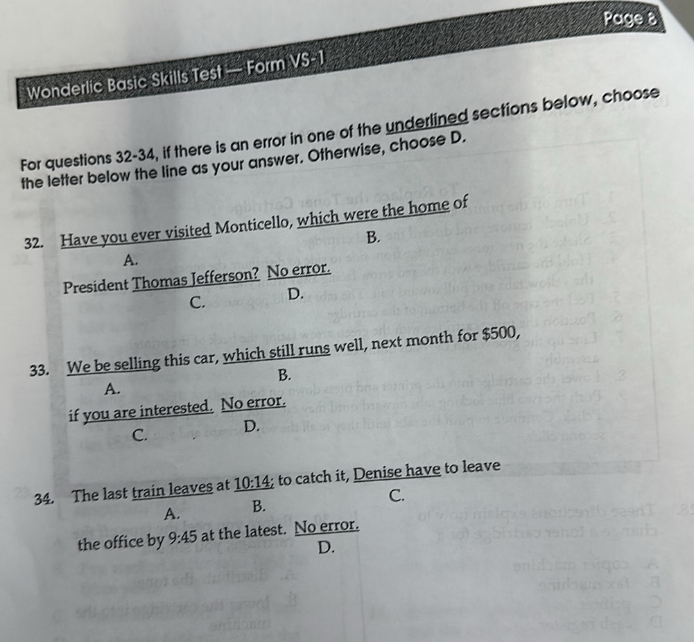 For questions 32-34, if there is an error in | StudyX
