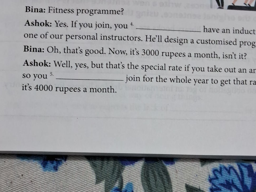 Bina: Fitness programme? Ashok: Yes. If you | StudyX