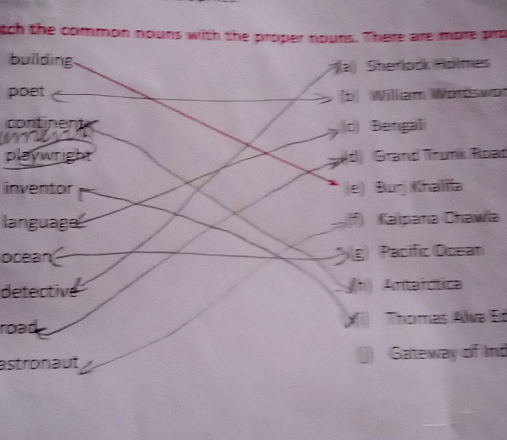 Match the common nouns with the proper | StudyX