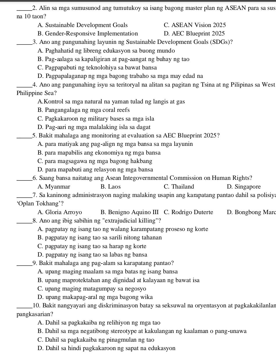 2. Alin sa mga sumusunod ang tumutukoy sa | StudyX
