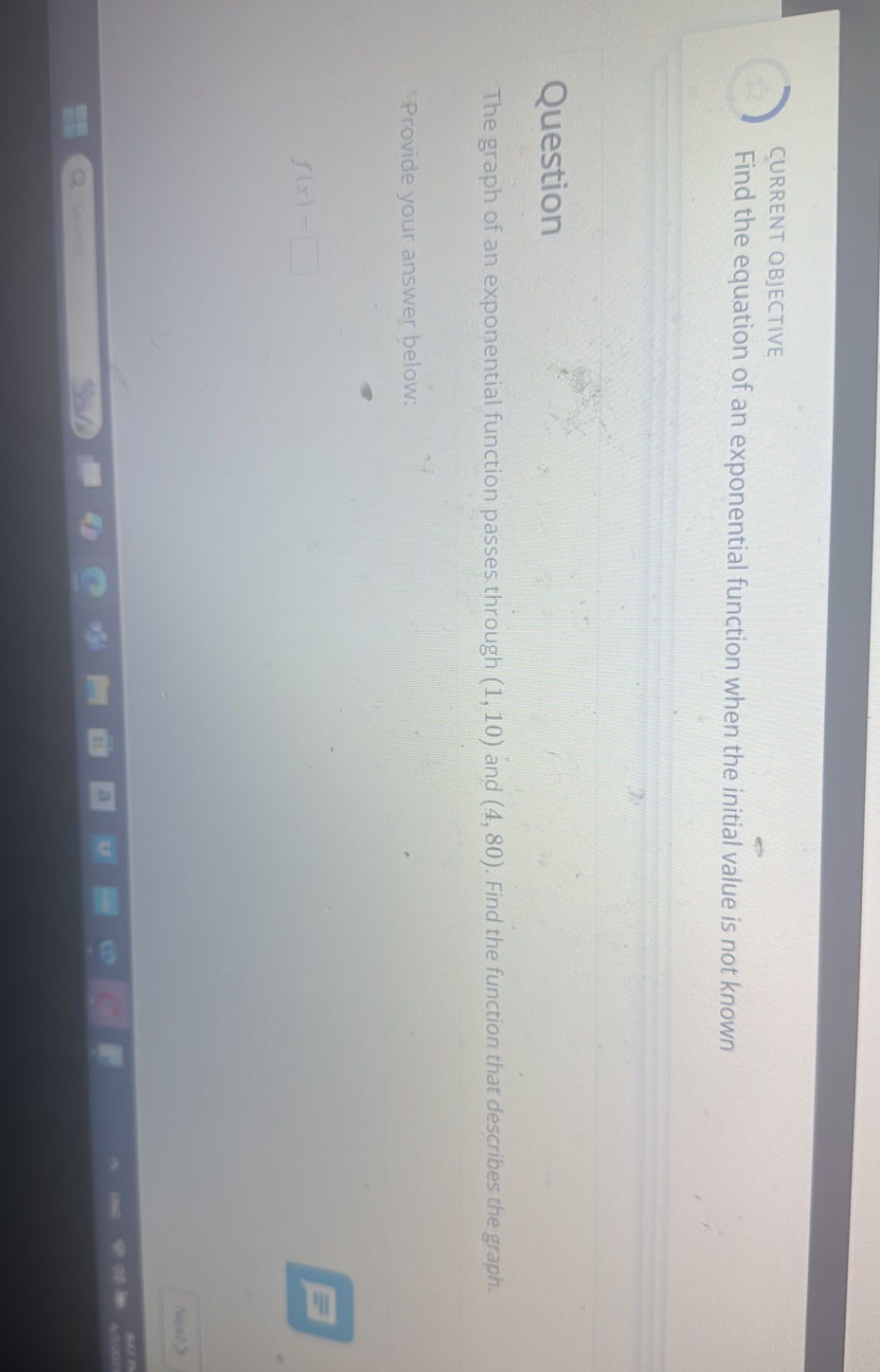 Find the equation of an exponential function | StudyX