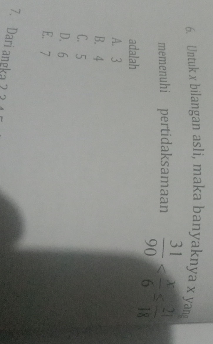 6. Untuk x bilangan asli, maka banyaknya x | StudyX