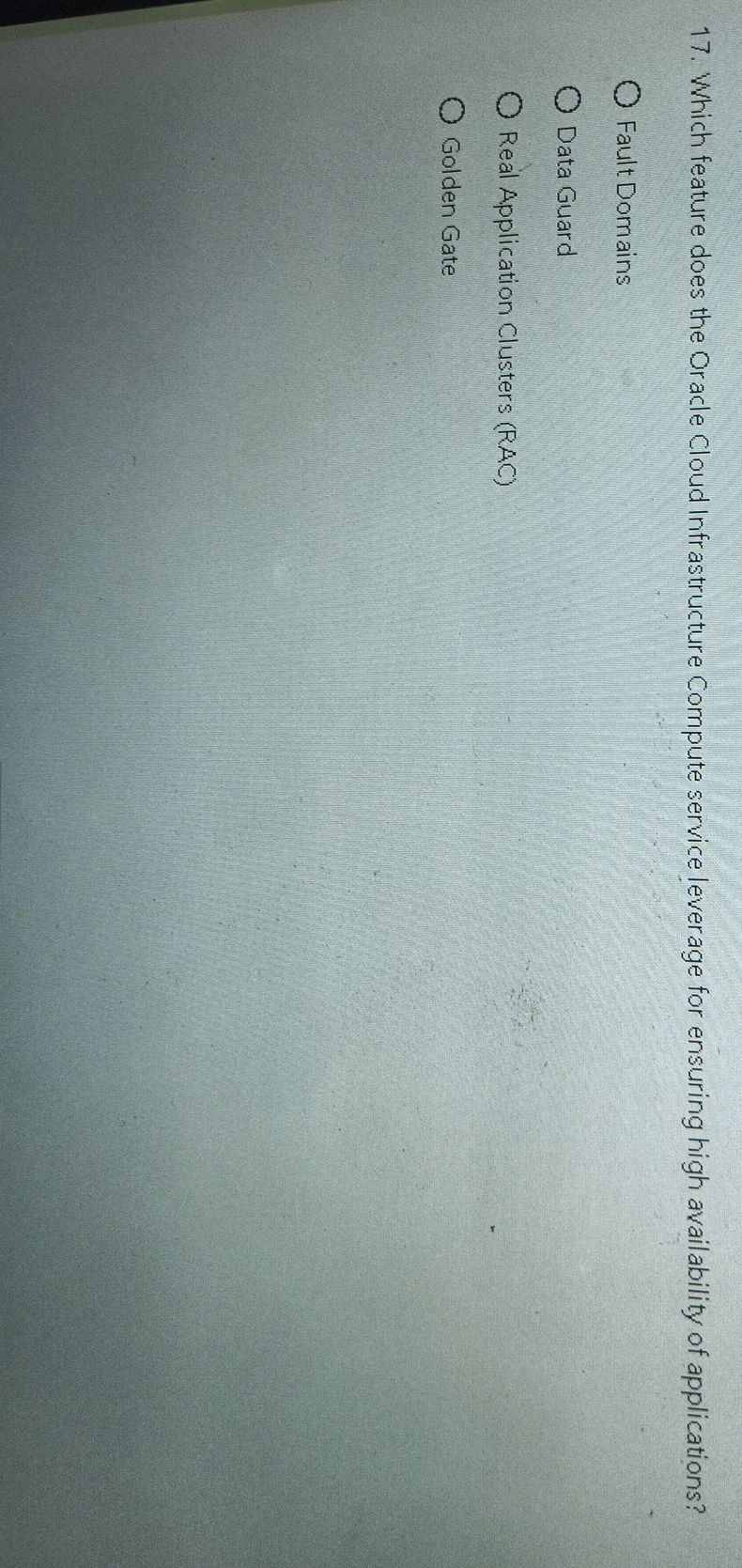 17. Which feature does the Oracle Cloud | StudyX