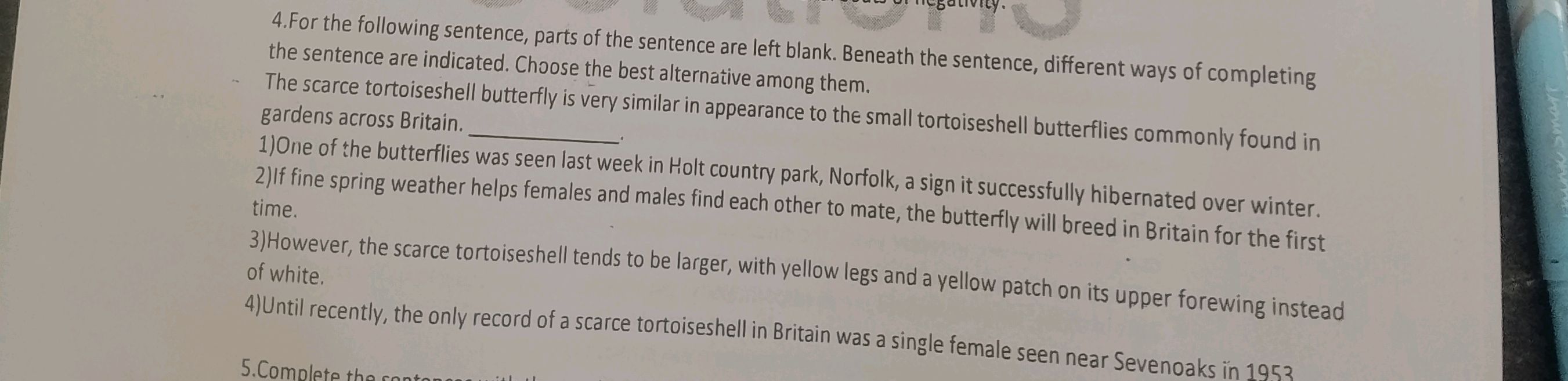 4. For the following sentence, parts of the | StudyX