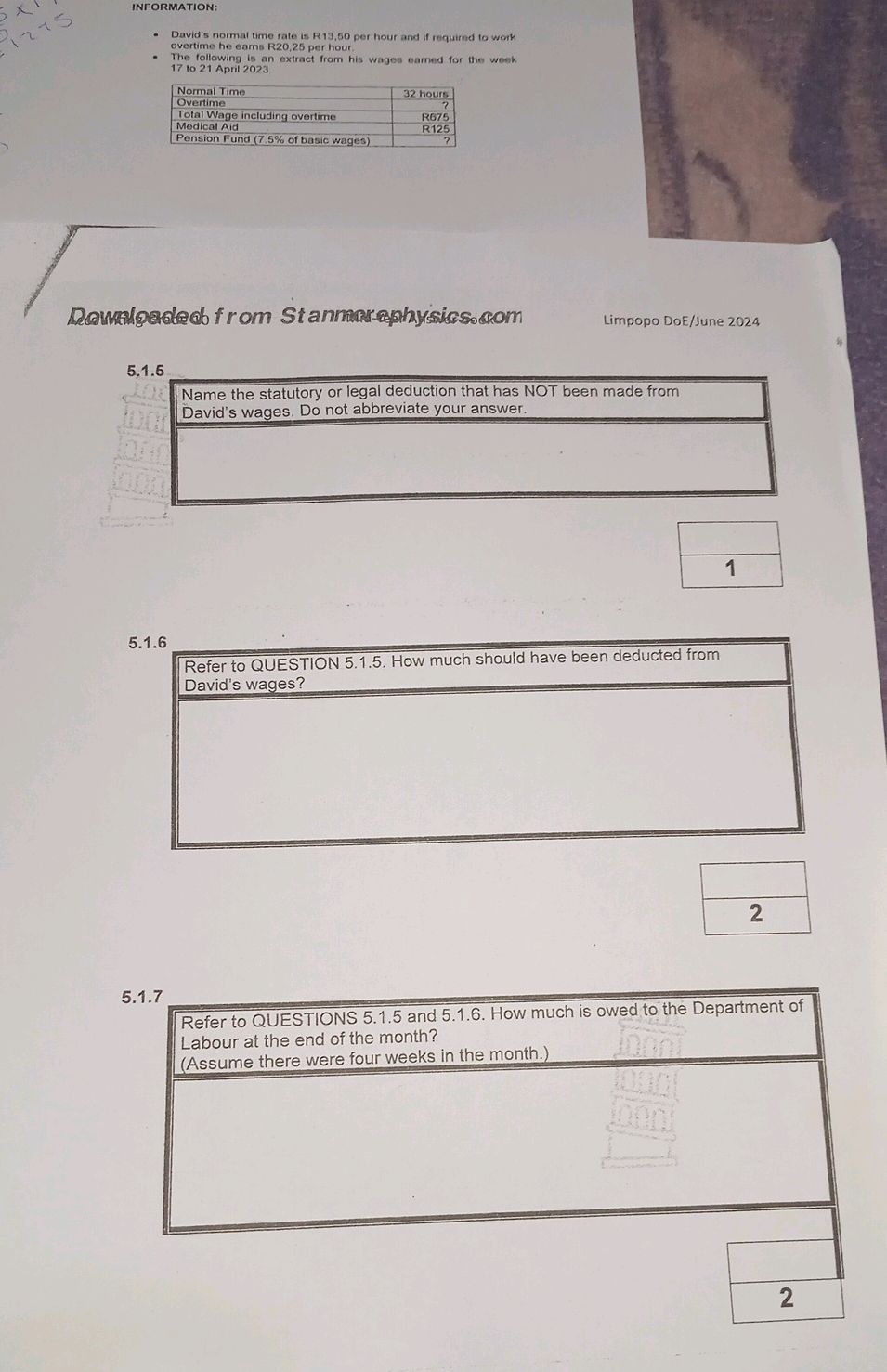 INFORMATION: David's normal time rate is | StudyX