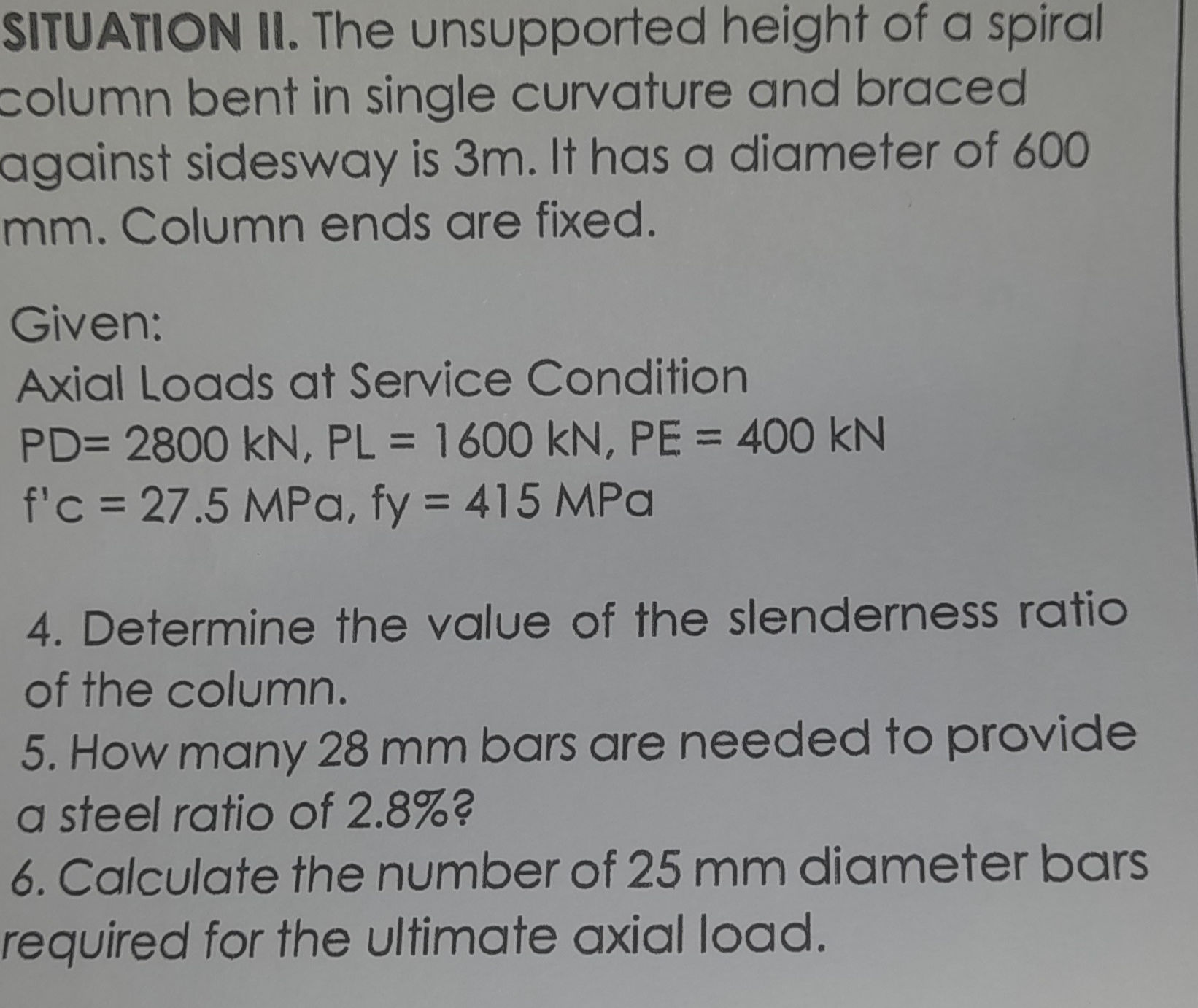 SITUATION II. The unsupported height of a | StudyX