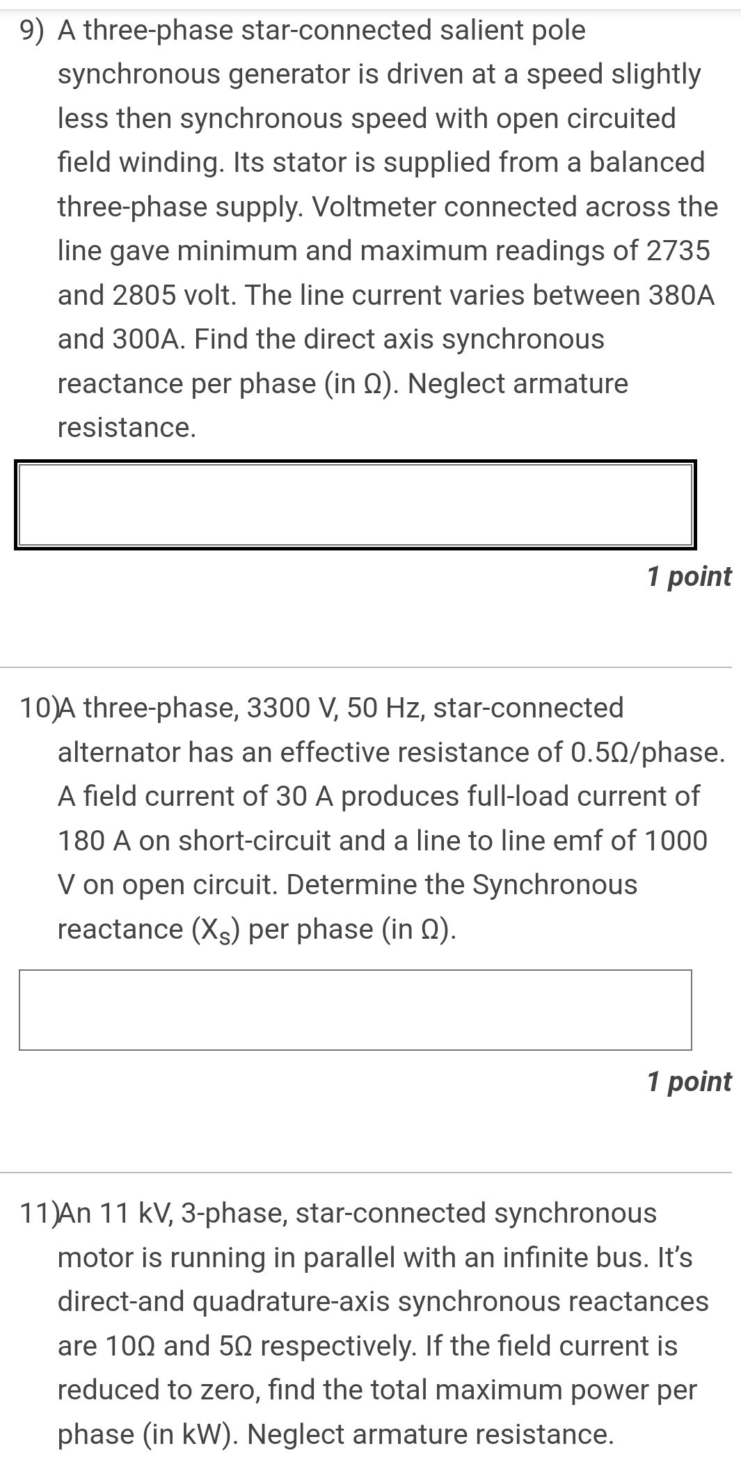 9) A three-phase star-connected salient pole | StudyX