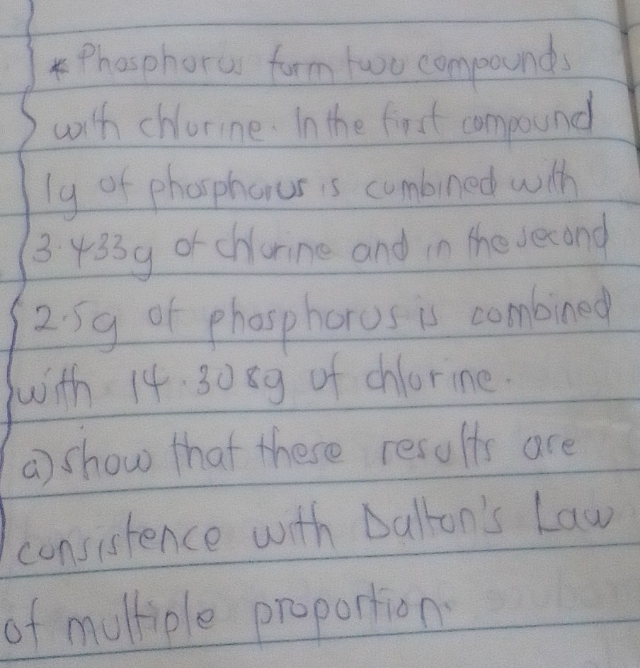 * Phosphorus form two compounds with | StudyX