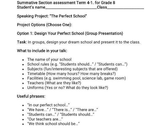 Summative Section assessment Term 4-1. for | StudyX