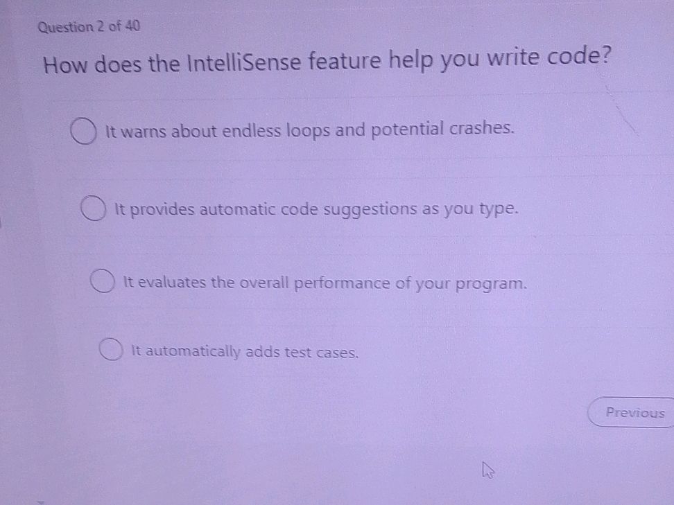 How does the IntelliSense feature help you | StudyX