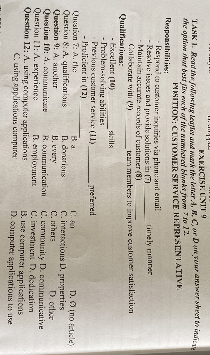 TASK 1. Read the following leaflet and mark | StudyX