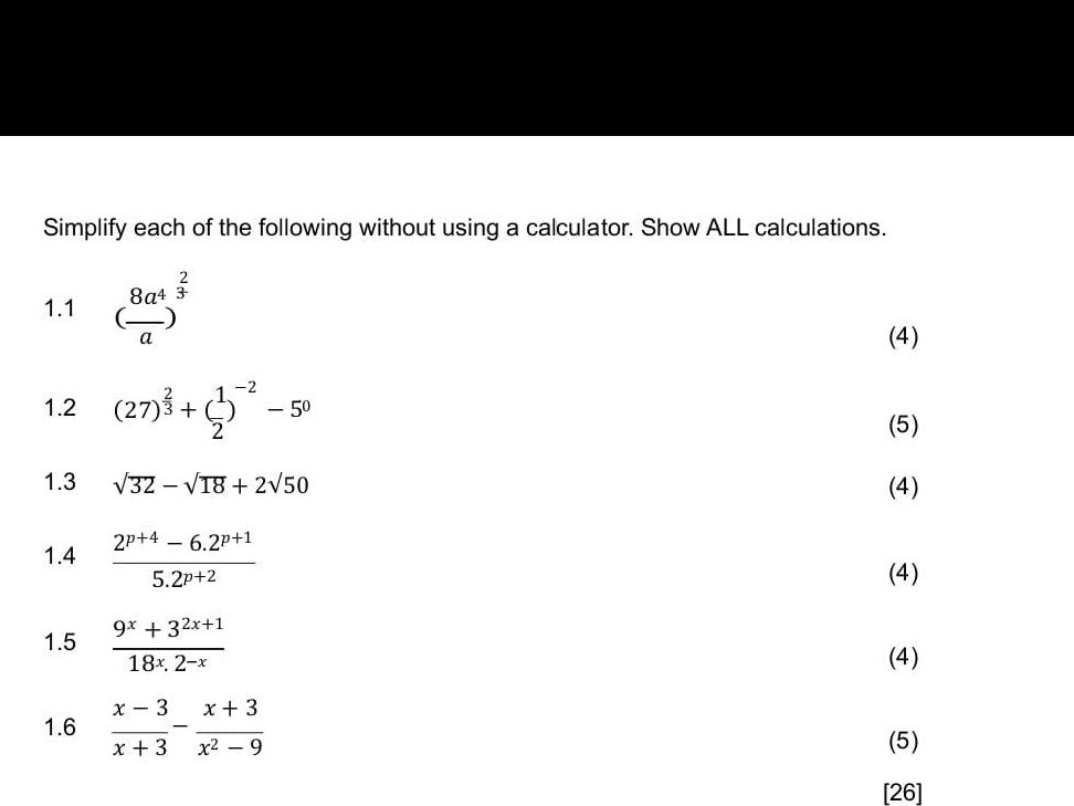 Simplify each of the following without using | StudyX