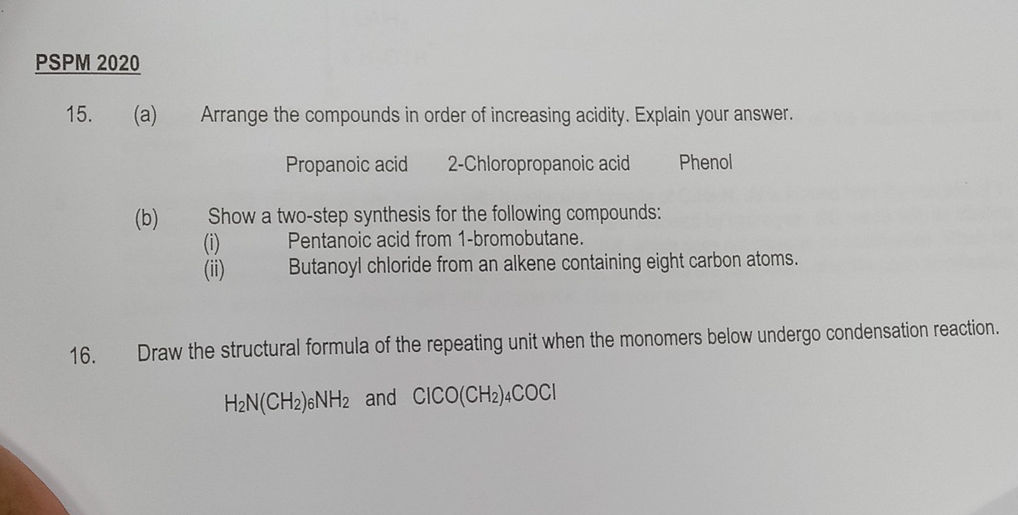 15. (a) Arrange the compounds in order of | StudyX