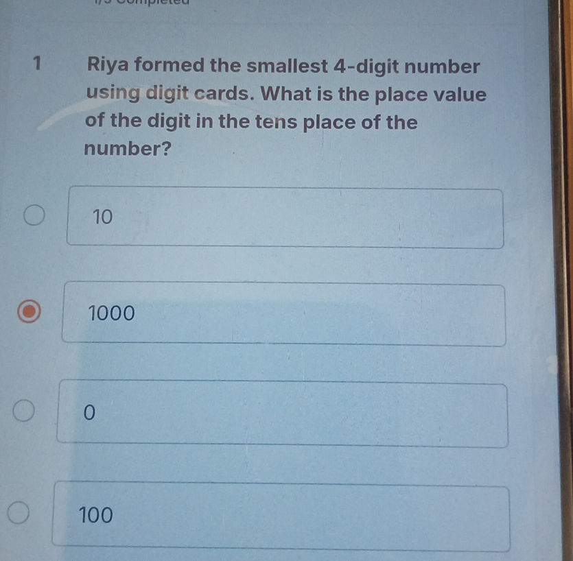 1 Riya formed the smallest 4-digit number | StudyX