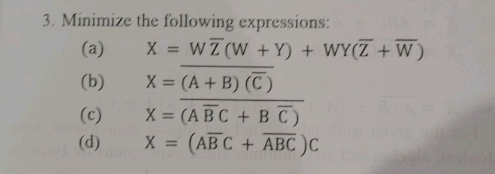 3. Minimize the following expressions: (a) | StudyX