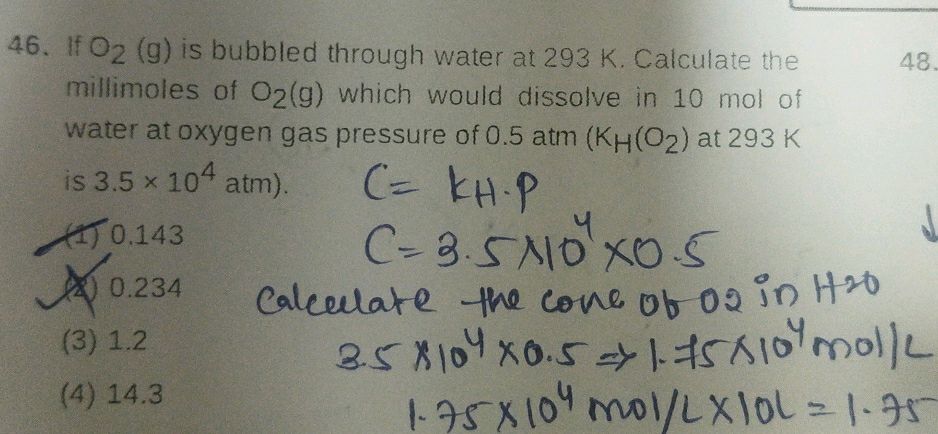 46. If O2 (g) is bubbled through water at | StudyX