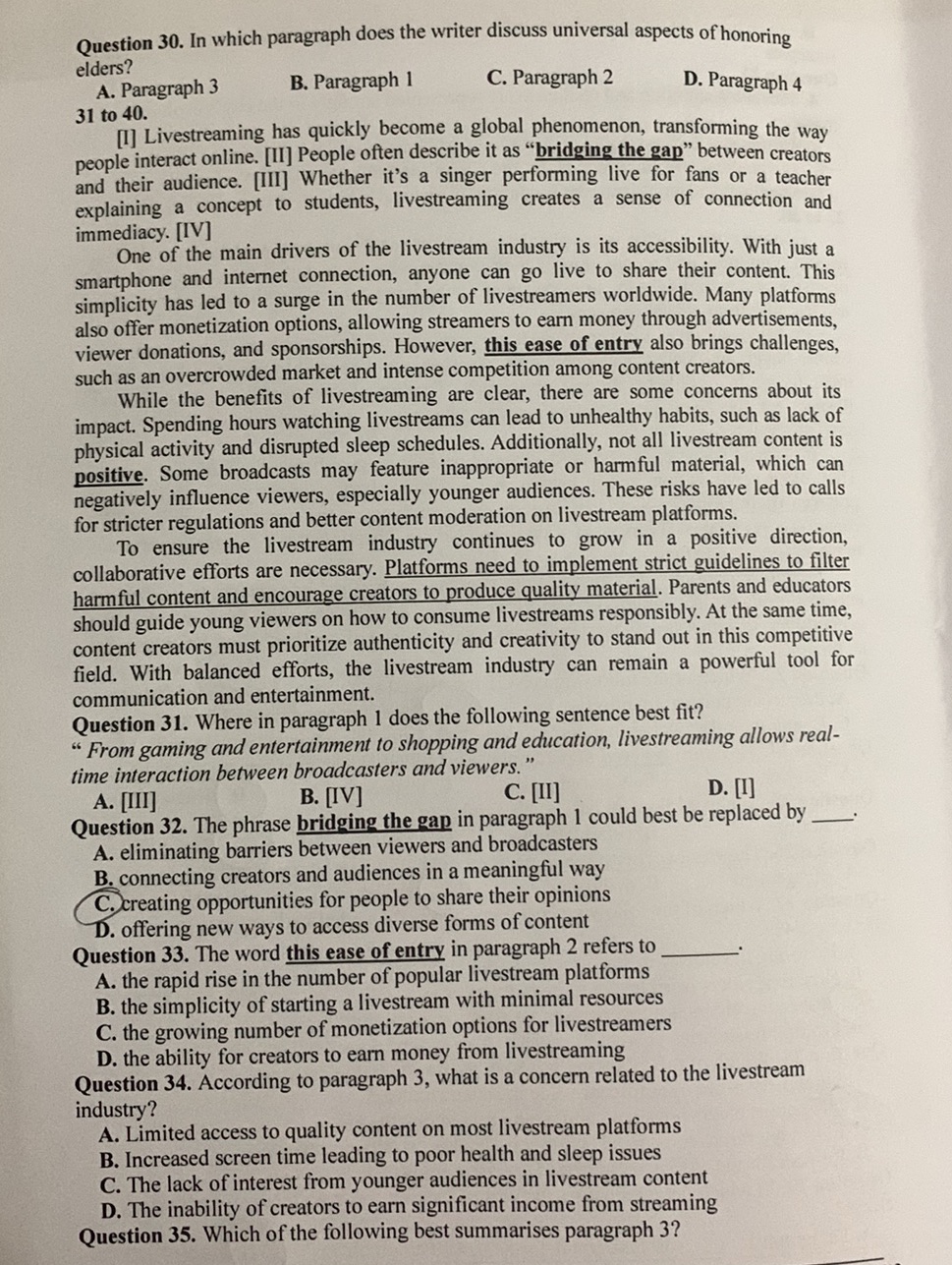 Question 30. In which paragraph does the | StudyX