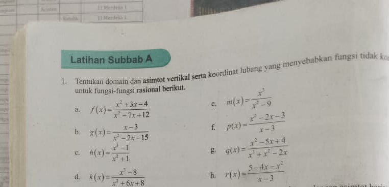 1. Tentukan domain dan asimtot vertikal | StudyX