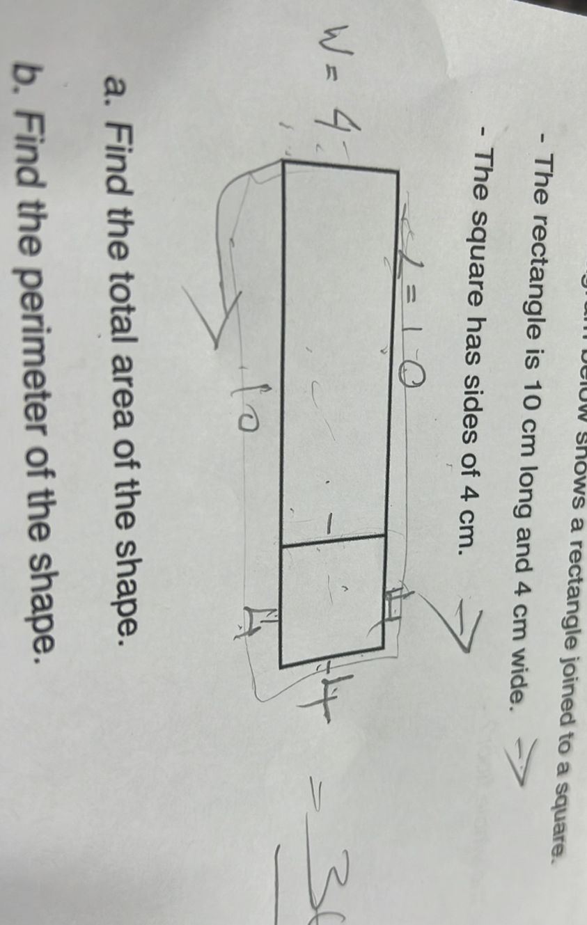 - The rectangle is 10 cm long and 4 cm wide. | StudyX