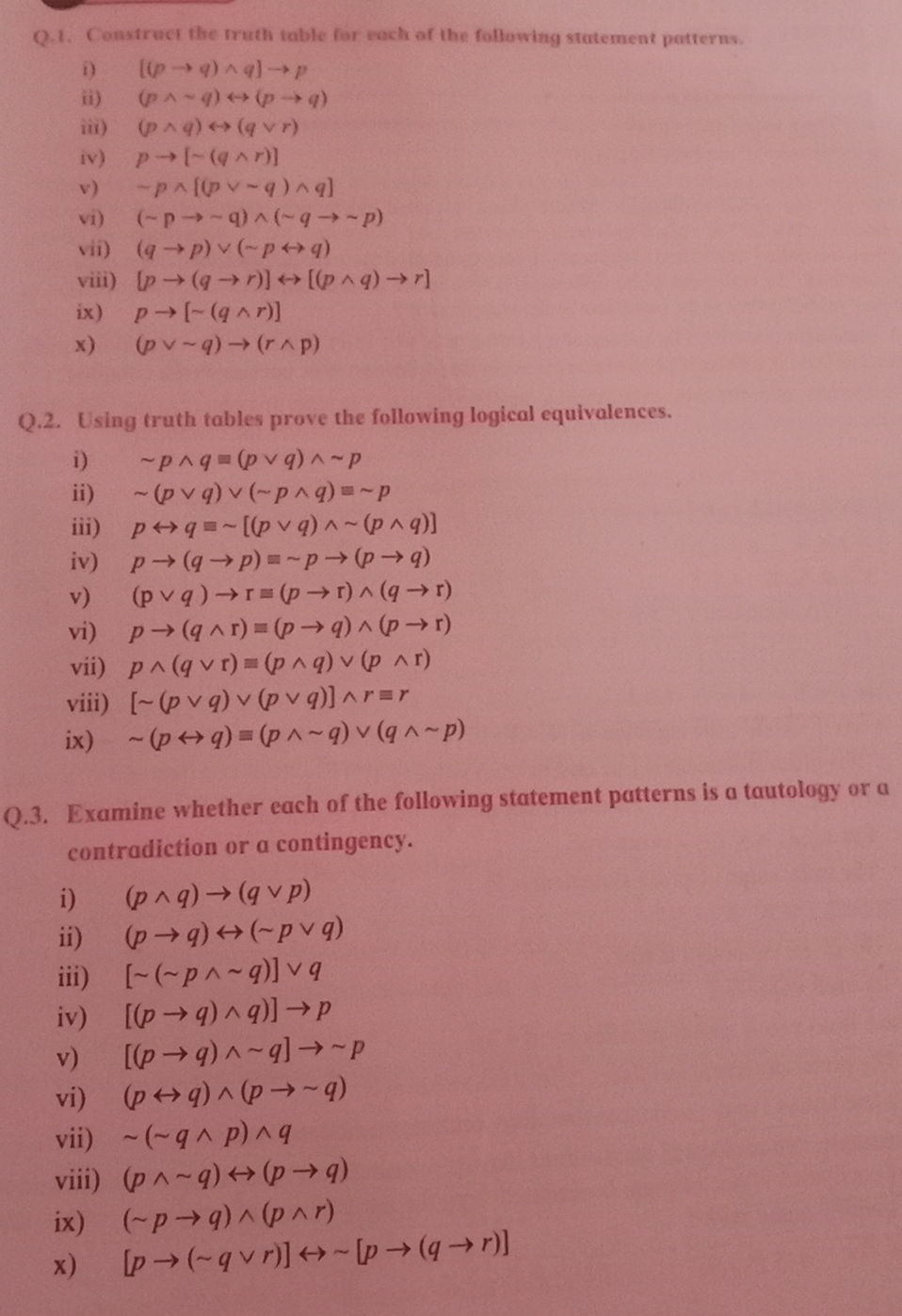 Q.1. Construct the truth table for each of | StudyX