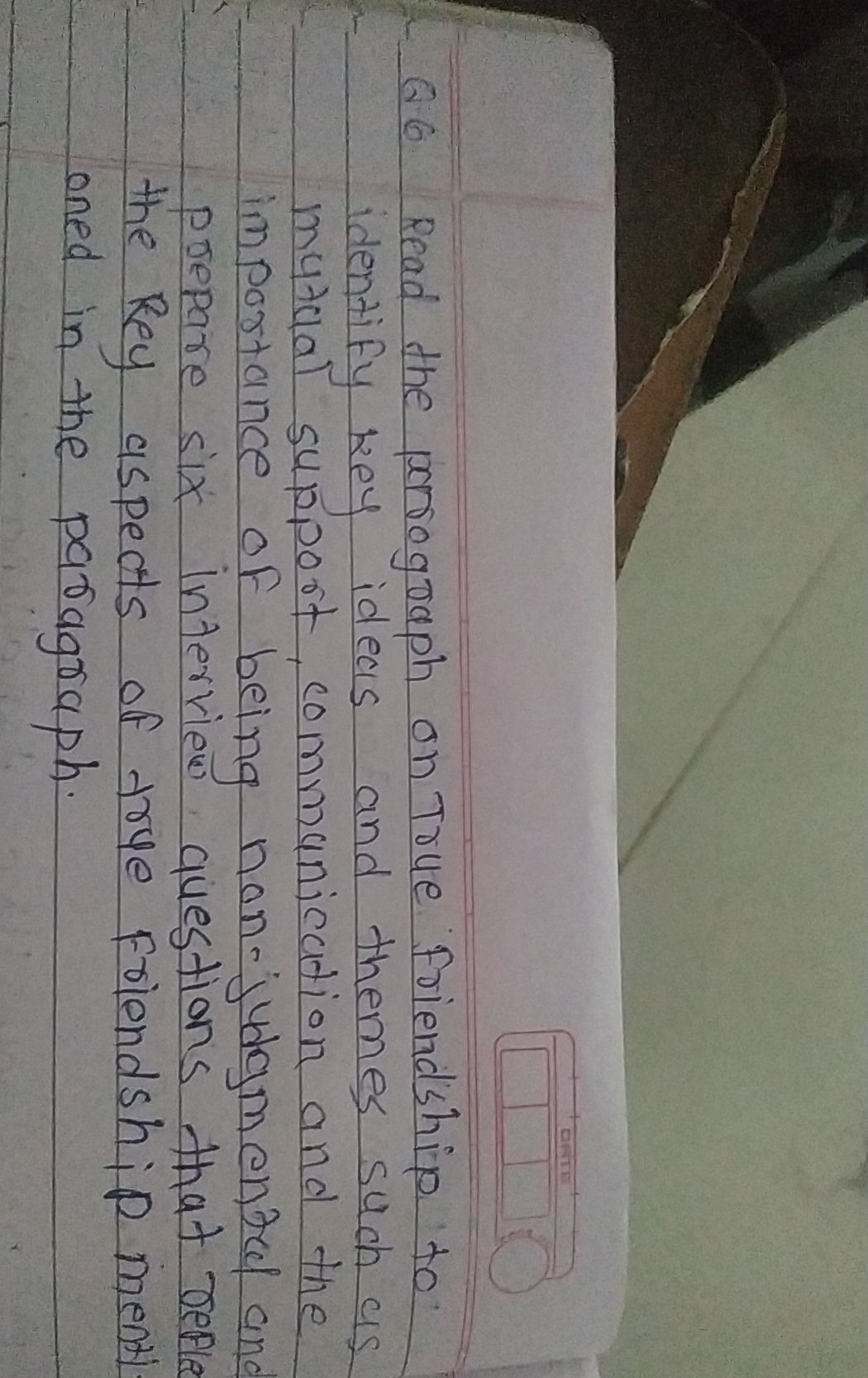 6. Read the paragraph on True Friendship to | StudyX