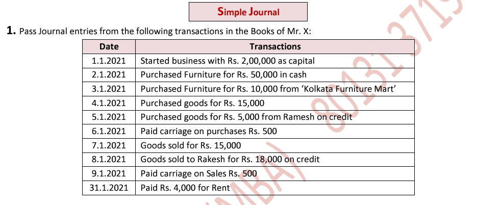 1. Pass Journal entries from the following | StudyX