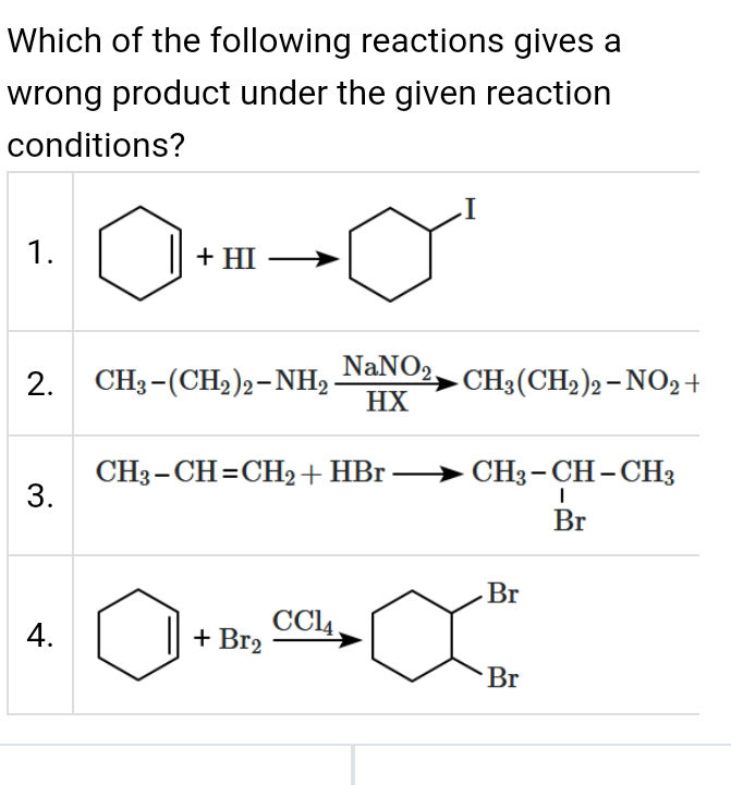 Which of the following reactions gives a | StudyX