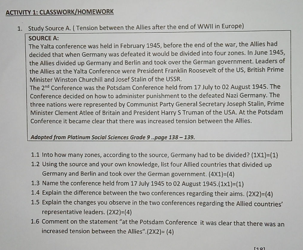1. Study Source A. (Tension between the | StudyX