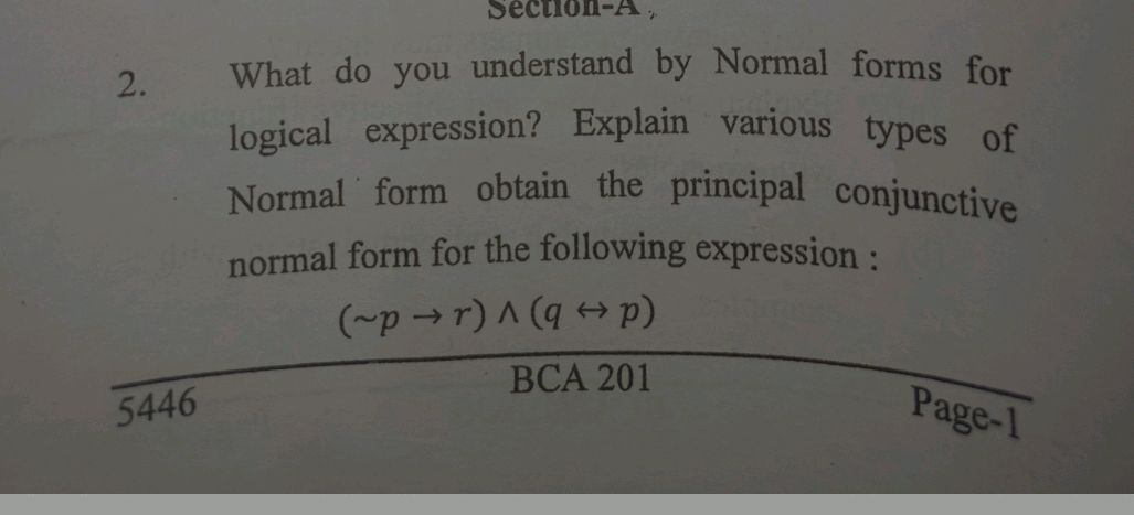 What do you understand by Normal forms for | StudyX