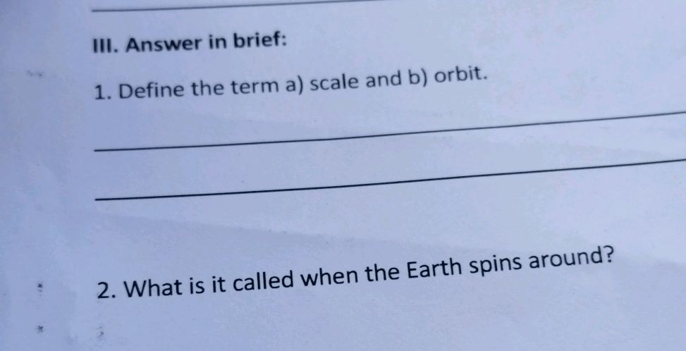 III. Answer in brief: 1. Define the term a) | StudyX