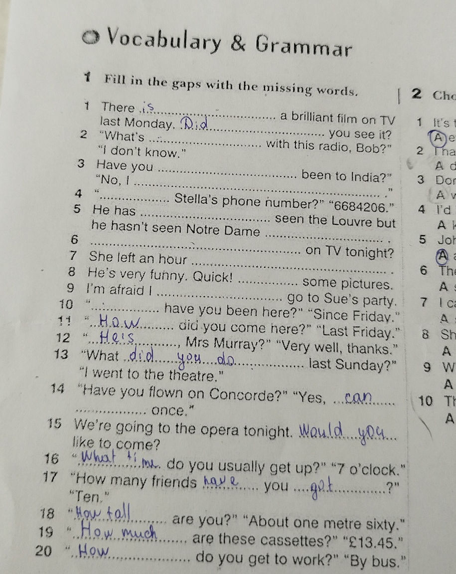 1 Fill in the gaps with the missing words. | StudyX