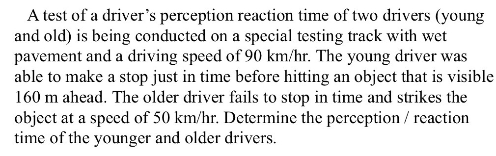 A test of a driver's perception reaction | StudyX
