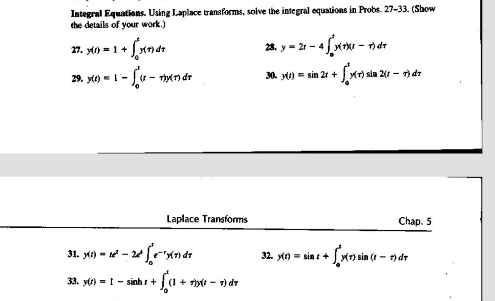 Integral Equations. Using Laplace | StudyX