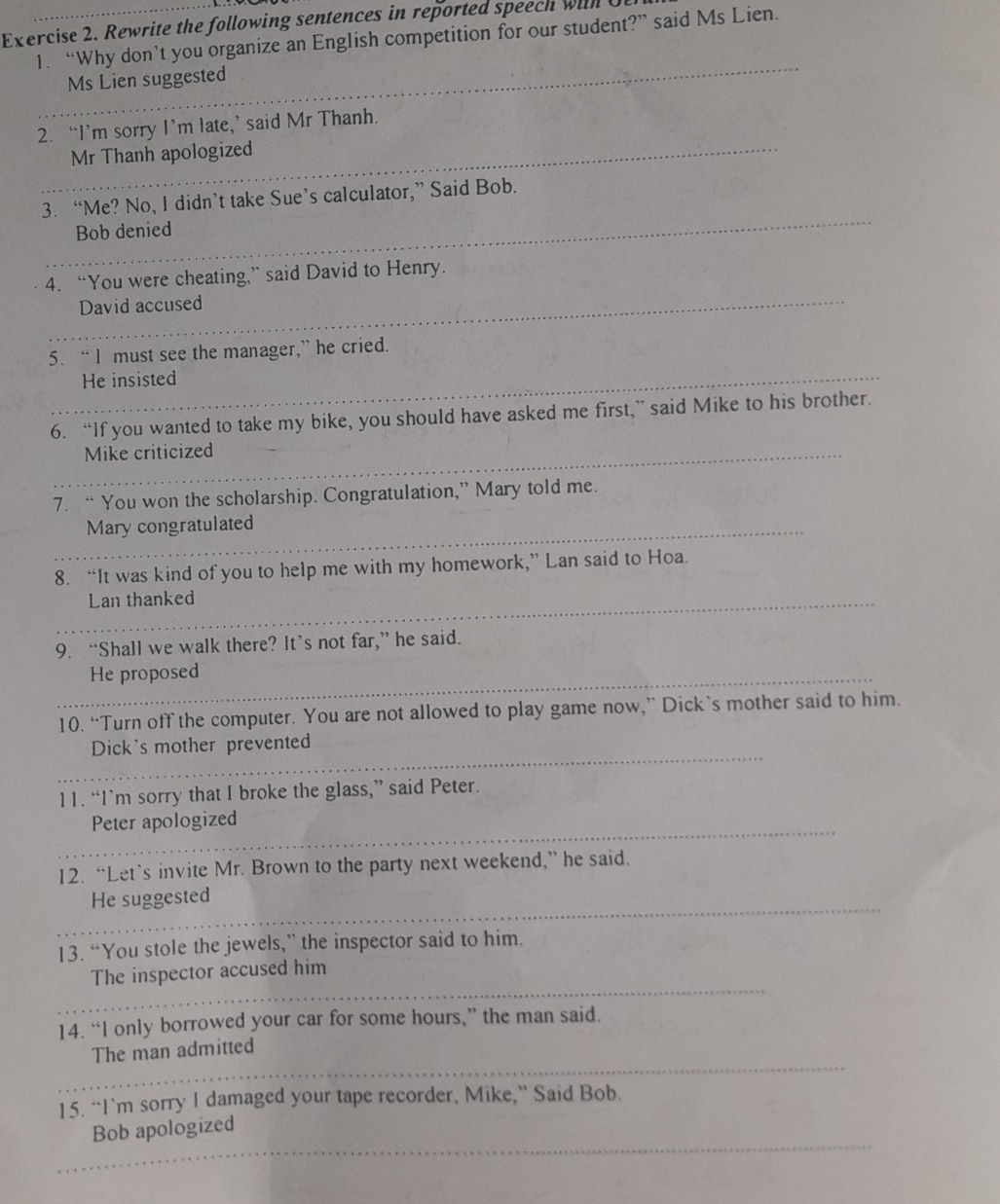 Exercise 2. Rewrite the following sentences | StudyX