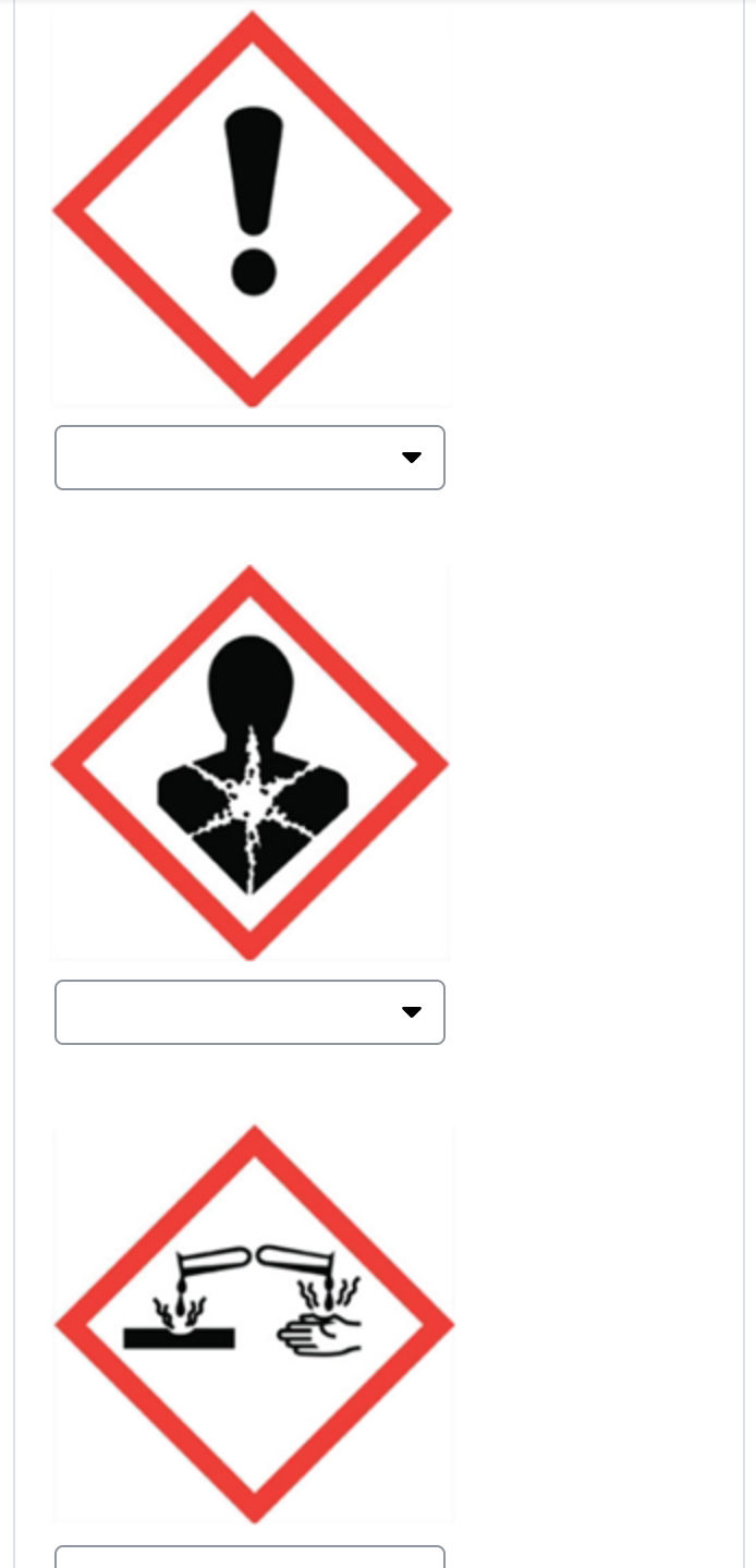 The image contains three hazard symbols. The | StudyX