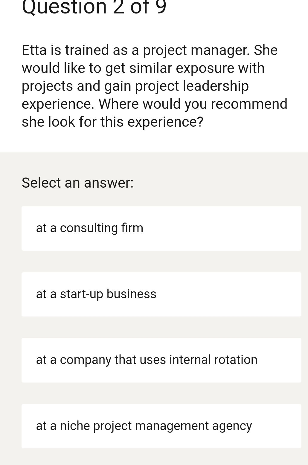 Etta is trained as a project manager. She | StudyX