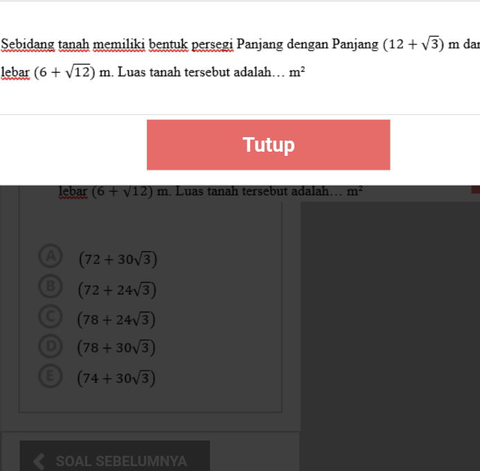 Sebidang tanah memiliki bentuk persegi | StudyX