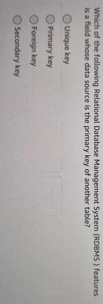 Which of the following Relational Database | StudyX