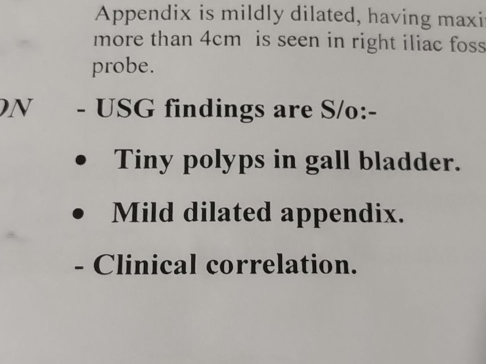 USG findings are S/o:- - Tiny polyps in gall | StudyX