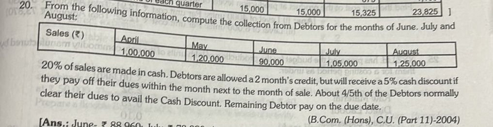 20. From the following information, compute | StudyX